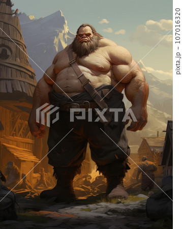 Fat ugly orc giant fairy tale character. AIのイラスト素材 [107016320] - PIXTA