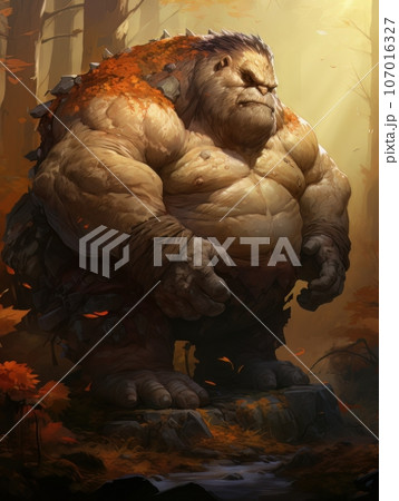 Fat ugly orc giant fairy tale character. AIのイラスト素材 [107016327] - PIXTA