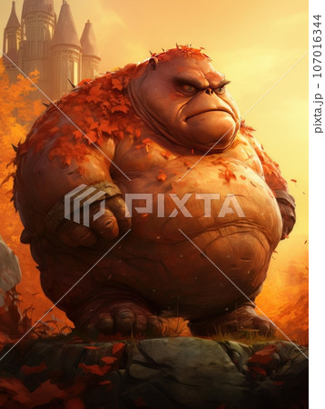 Fat ugly orc giant fairy tale character. AIのイラスト素材 [107016344] - PIXTA