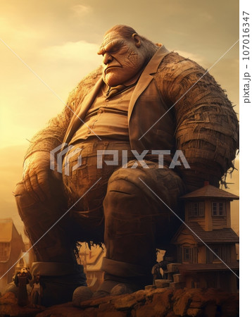 Fat ugly orc giant fairy tale character. AIのイラスト素材 [107016347] - PIXTA
