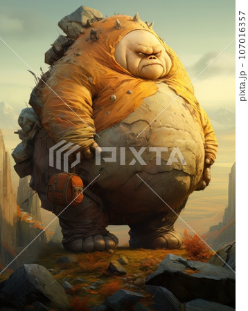 Fat ugly orc giant fairy tale character. AIのイラスト素材 [107016357] - PIXTA