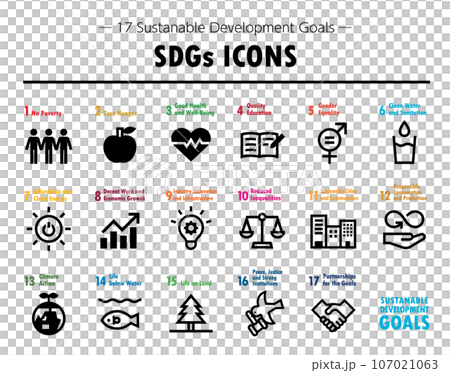 Vector icon set of items related to SDGs... - Stock Illustration [107021063] - PIXTA