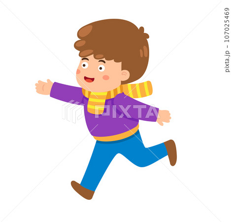 Kid boy running so fastのイラスト素材 [107025469] - PIXTA