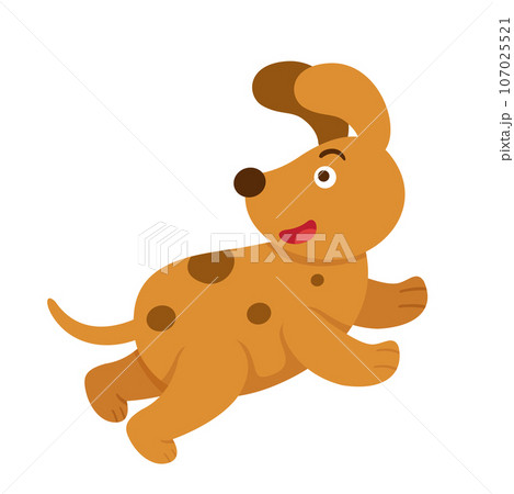 Happy dog running illustration vectorのイラスト素材 [107025521] - PIXTA