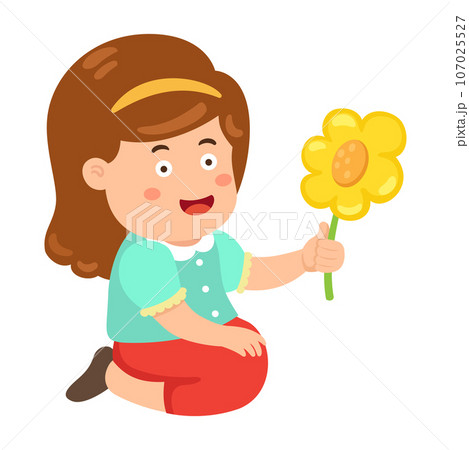 Sniff The Flower Clip Art Woman Smelling Flower Vector Illustration