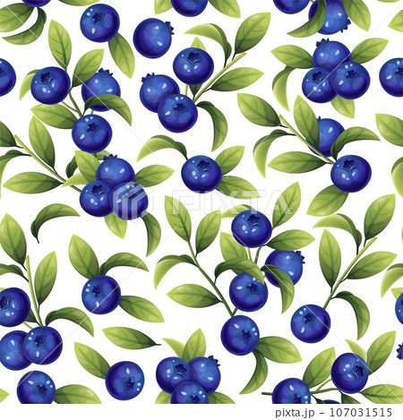 Seamless pattern of blueberries. Texture of...のイラスト素材 [107031515] - PIXTA