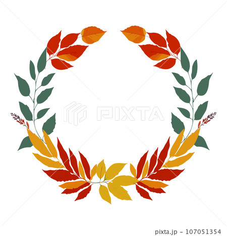 Autumn laurel wreath illustrationのイラスト素材 [107051354] - PIXTA