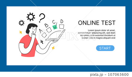 Online test banner, start testing button,...のイラスト素材 [107063600] - PIXTA