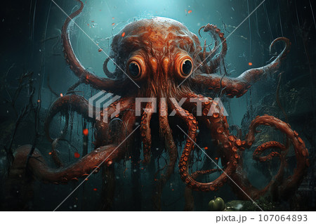 Image of an octopus demon with a frightening...のイラスト素材 [107064893] - PIXTA
