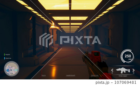 First person shooter videogame in futuristic...のイラスト素材 [107069481] - PIXTA