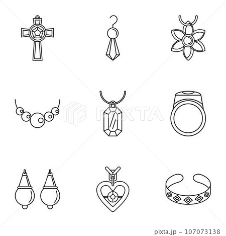 Precious thing icons set. Outline set of 9...のイラスト素材 [107073138] - PIXTA