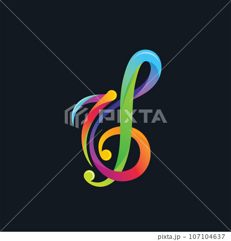 colorful treble clef and quaver note icon for...のイラスト素材 [107104637] - PIXTA