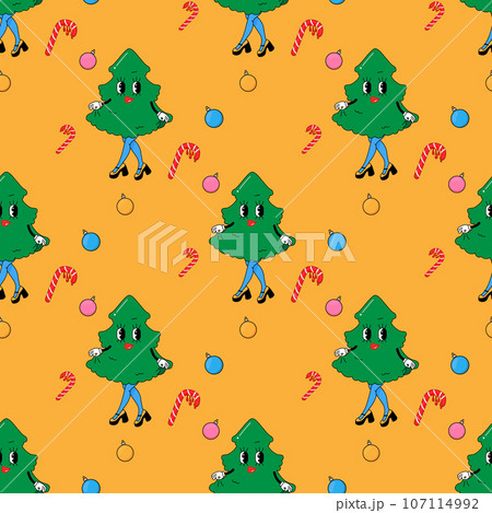 Christmas tree. In psychedelic groovy style....のイラスト素材 [107114992] - PIXTA