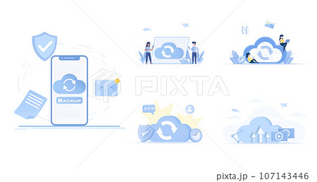 Collection of cloud computing concept scenes....のイラスト素材 [107143446] - PIXTA
