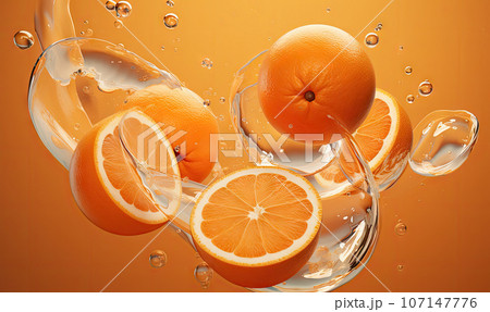 Vibrant oranges submerged in clear water with...のイラスト素材 [107147776] - PIXTA