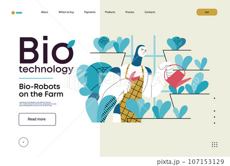 Bio Technology, Robot on farm -modern flat...のイラスト素材 [107153129] - PIXTA