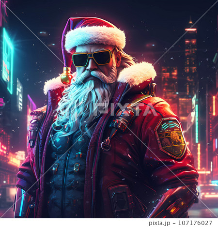 Epic Santa Claus Character in Cyberpunk Styleのイラスト素材 [107176027] - PIXTA