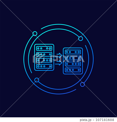 server backup and copy data icon, linear designのイラスト素材 [107181608] - PIXTA