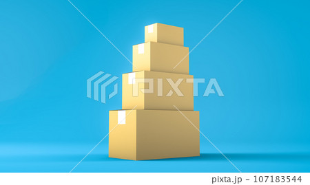3D rendering, Close up pile of cardboard boxes,...のイラスト素材 [107183544 ...