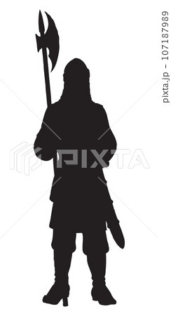 Medieval Warrior with a halberd. Vector drawingのイラスト素材 [107187989] - PIXTA
