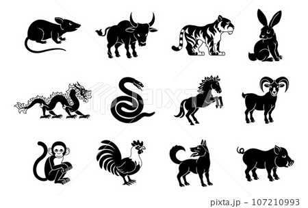 Chinese Zodiac Horoscope Animals Year Signs Setのイラスト素材 [107210993] - PIXTA