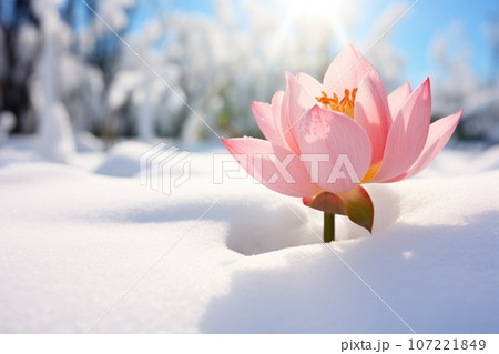 a lotus flower in snowのイラスト素材 [107221849] - PIXTA