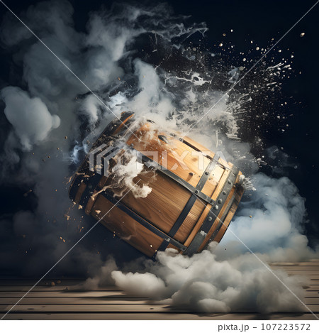 explosion of a barrel of gunpowder on a dark...のイラスト素材 [107223572] - PIXTA