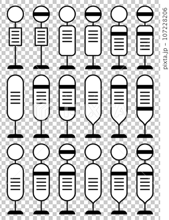 Monochrome bus stop vector icon set - Stock Illustration [107228206 ...