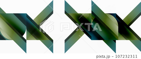 Vivid gradient triangles and circles on white....のイラスト素材 [107232311 ...