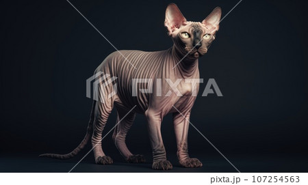 A pedigreed purebred Sphynx cat at an...のイラスト素材 [107254563] - PIXTA