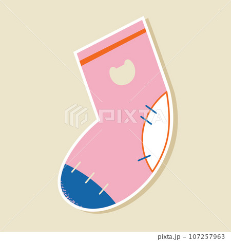 Cute kawaii pink sock sticker kid graphicのイラスト素材 [107257963] - PIXTA