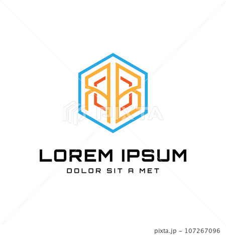 Geometric AB initial monogram text logo vector...のイラスト素材 [107267096 ...
