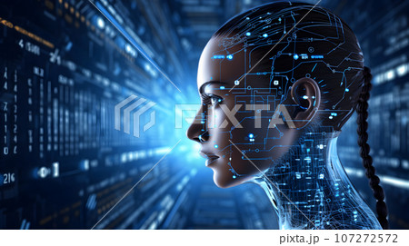 Artificial intelligence, Blue data background.のイラスト素材 [107272572] - PIXTA