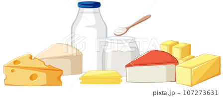 Assorted Dairy Milk Products Vector Setのイラスト素材 [107273631] - PIXTA