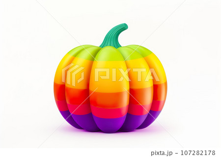 Rainbow halloween pumpkin on white background....のイラスト素材 [107282178 ...