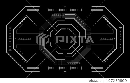 HUD sci-fi octagon interface screen view white...のイラスト素材 [107286800 ...