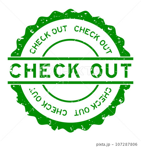 Grunge green check out word round rubber seal...のイラスト素材 [107287806] - PIXTA