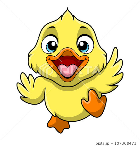 Cute little duck cartoon on white backgroundのイラスト素材 [107308473] - PIXTA