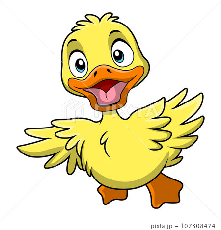 Cute little duck cartoon on white backgroundのイラスト素材 [107308474] - PIXTA