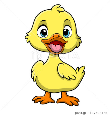 Cute little duck cartoon on white backgroundのイラスト素材 [107308476] - PIXTA