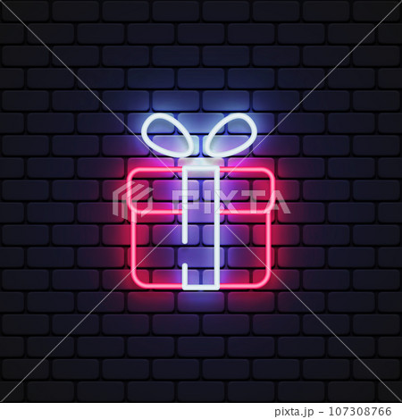 Gift neon icon, great design for any purposes....のイラスト素材 [107308766 ...