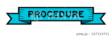 Ribbon label banner with word procedure in blue...のイラスト素材 [107314751 ...