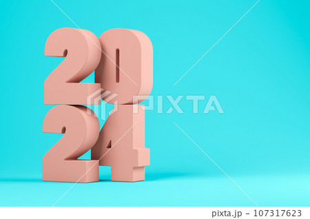 Pink numbers 2024 on a blue background 3D...のイラスト素材 [107317623] - PIXTA