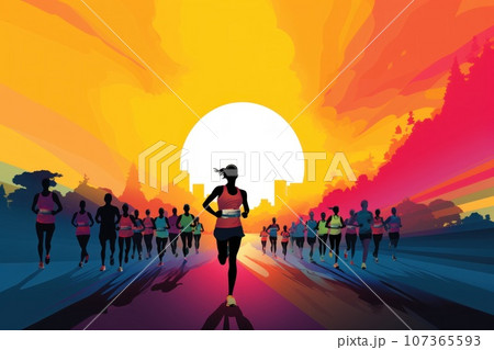marathon poster design abstract backgroundのイラスト素材 [107365593] - PIXTA