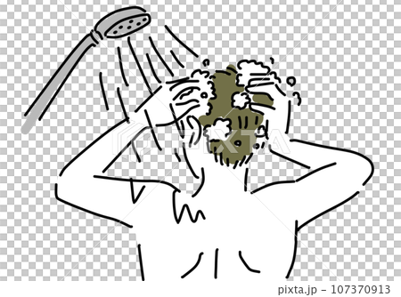 Simple line drawing of a man shampooing and a... - Stock Illustration ...