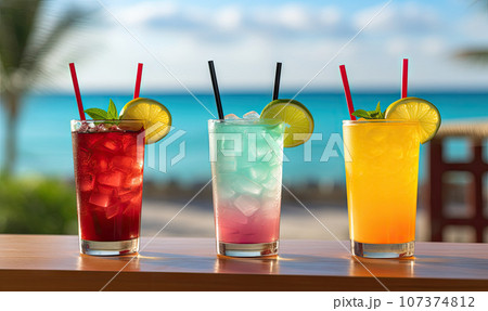 Assorted colorful beverages. Created by AIのイラスト素材 [107374812] - PIXTA
