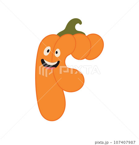 Cute Halloween alphabet letter F pumpkin...のイラスト素材 [107407987] - PIXTA