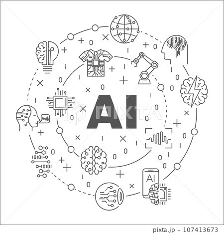 AI round line illustration. Vector circular...のイラスト素材 [107413673] - PIXTA