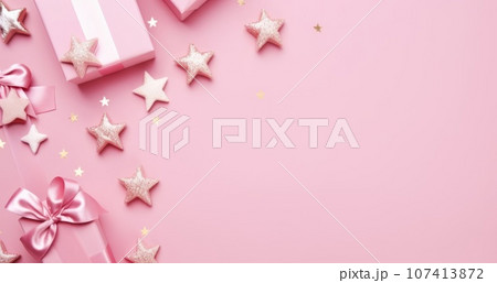 christmas decoration with gifts. flat lay view...のイラスト素材 [107413872 ...