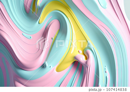 Pastel liquid paint flows background. Creamy...のイラスト素材 [107414838] - PIXTA